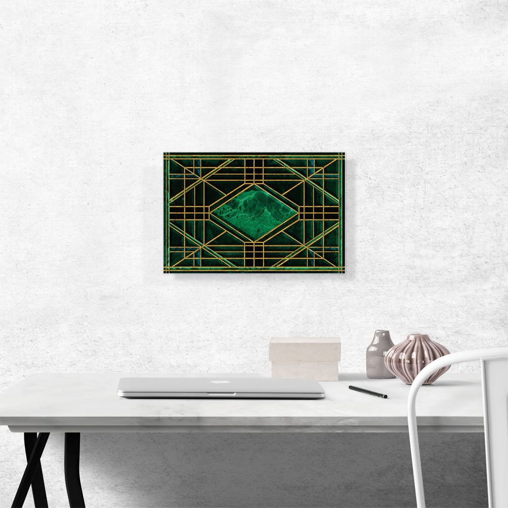ARTCANVAS Jade-Green Design on Black - Wrapped Canvas Graphic Art Print ...