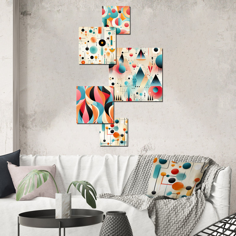 Design Art Retro Geometric Spheres Illusion - Abstract Wall Decor Set ...