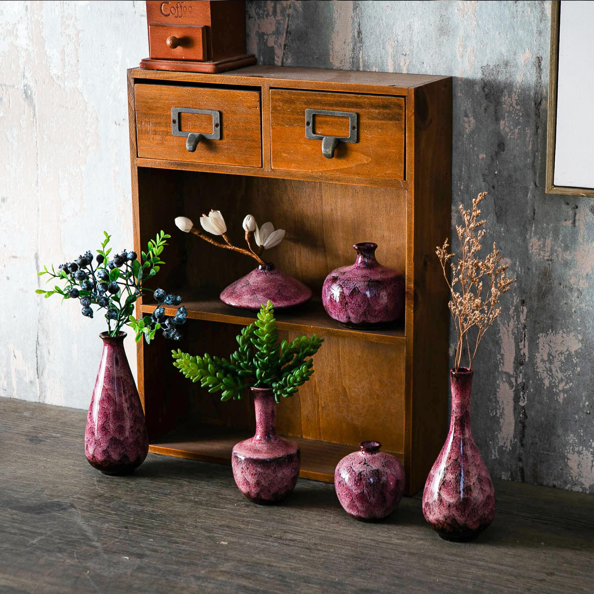 Brayden Studio® Set of 6 Small Glazed Pottery Vases | Wayfair