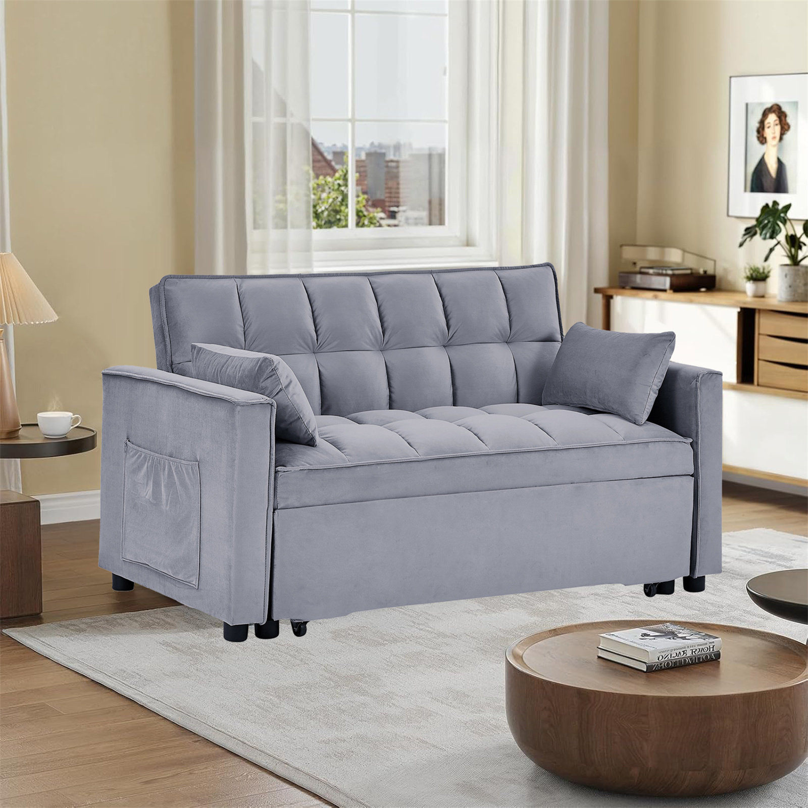 Mercer41 Pull Out Bed Counch,Modern Velvet Convertible Sleeper Sofa Bed ...