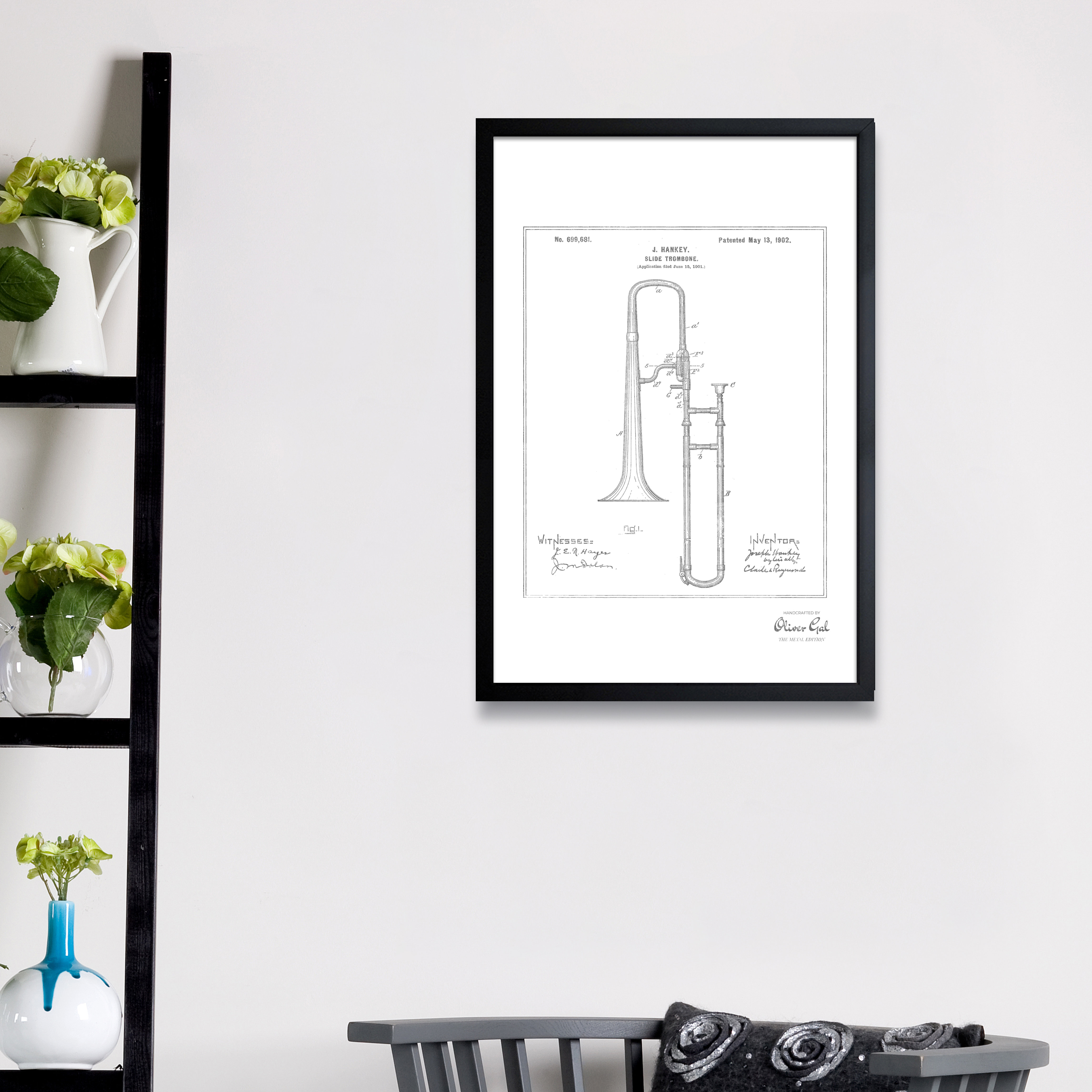 Oliver Gal Trombone Musical Instrument 1902 - Framed Memorabilia ...