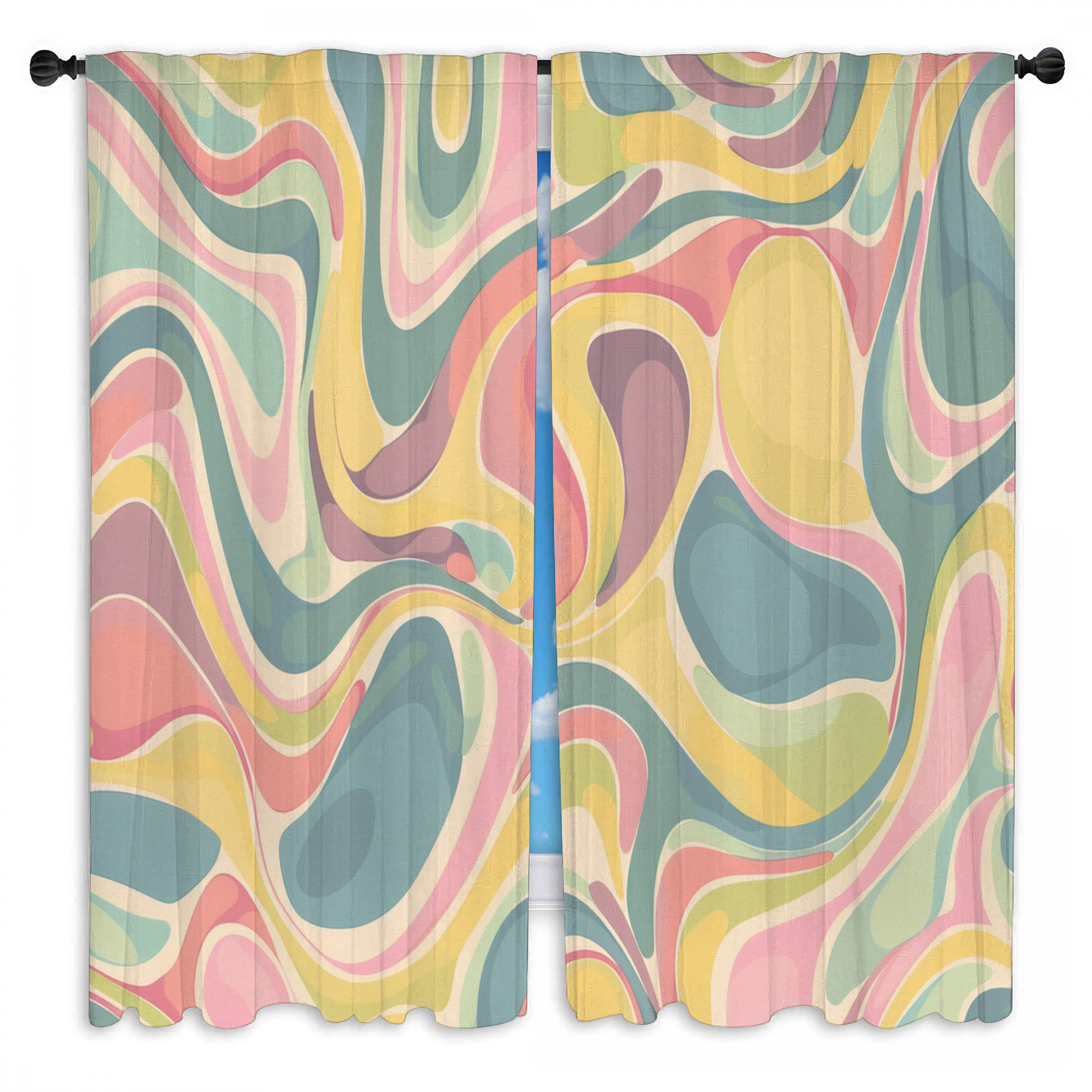 Dakota Fields Swirl Pattern Window Curtains Pattern Bohemian Boho ...