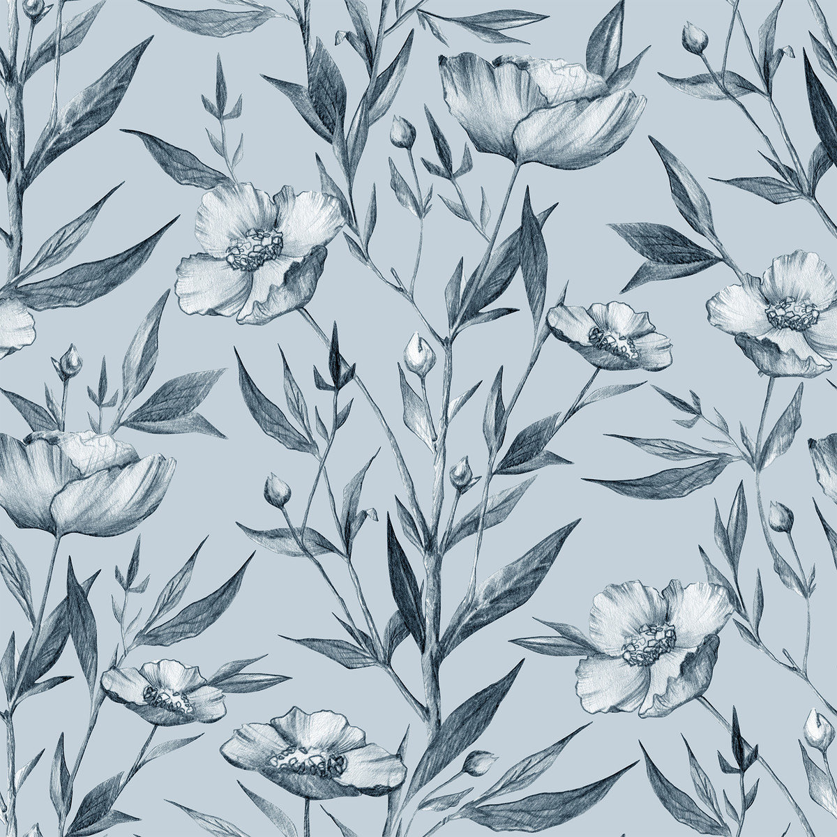 Light Grey Floral Wallpaper