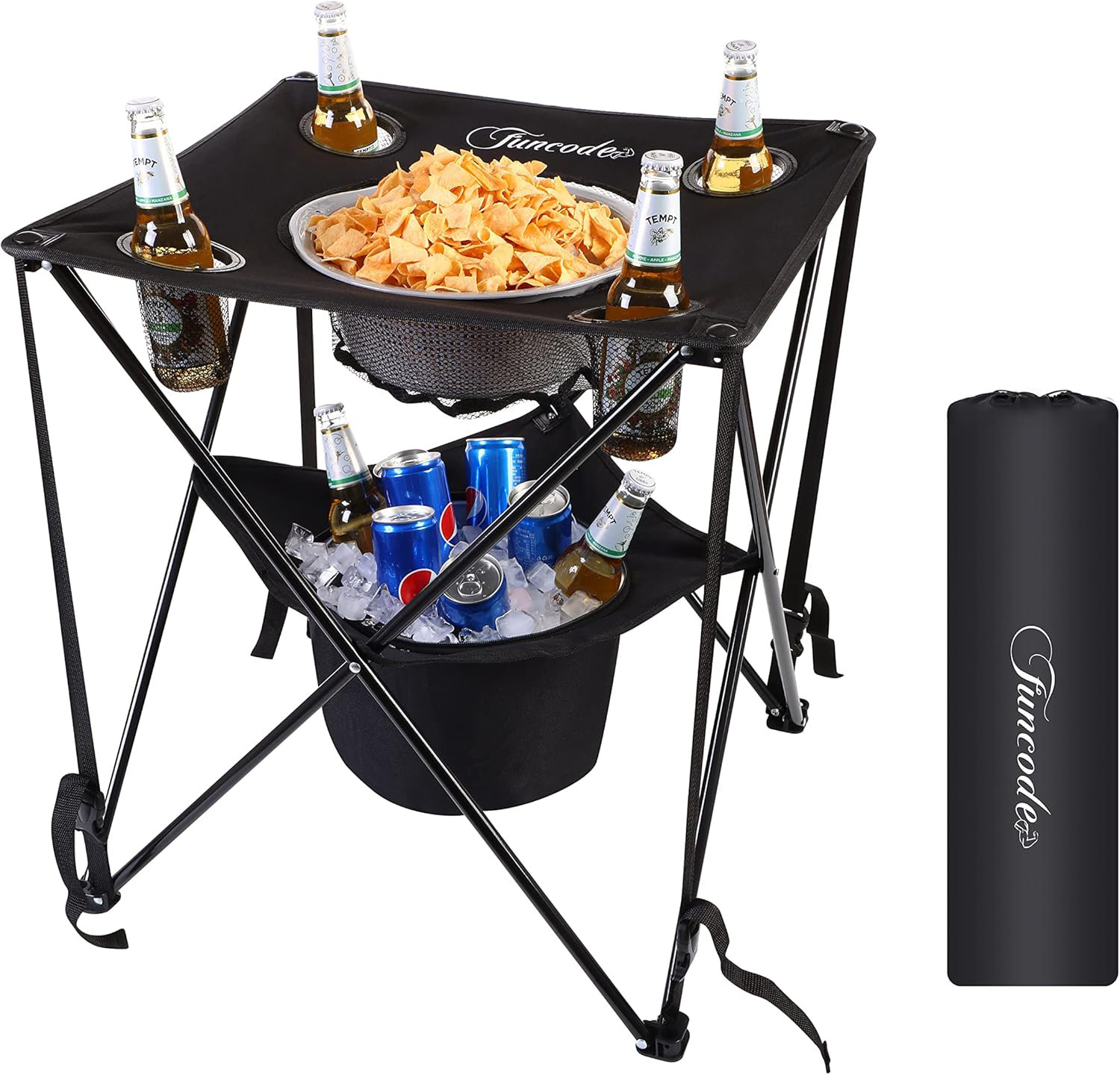 WGOS Ultralight Portable Camping Table with Cooler, Compact Beach ...