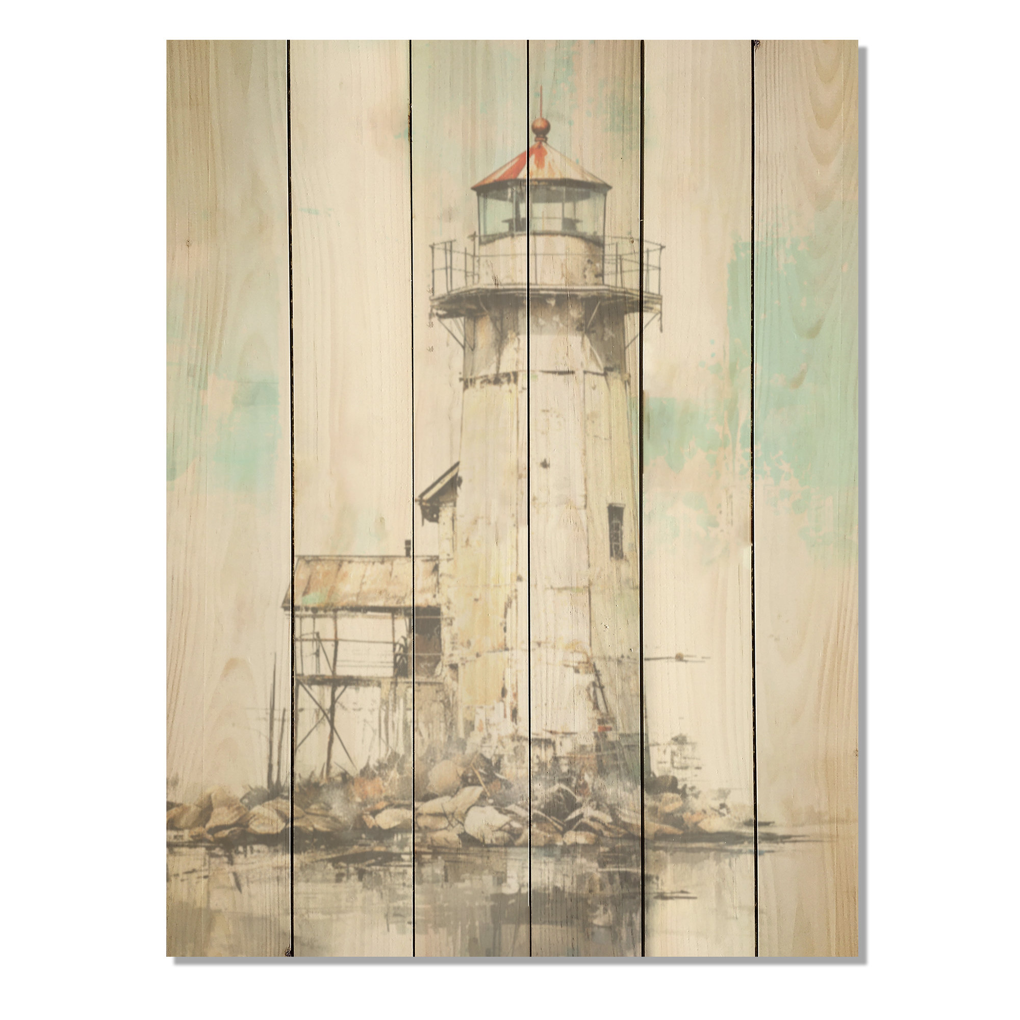 Breakwater Bay Grey Minimal Coastal Light House - Coastal Light House ...