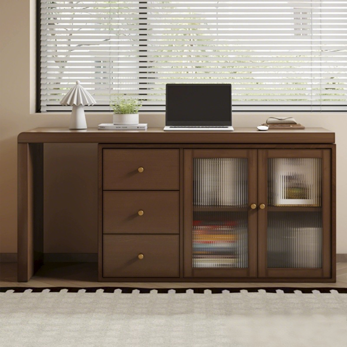 One Allium Way Brown Expandable Rotatable Solid Wood Pine Writing Desk ...