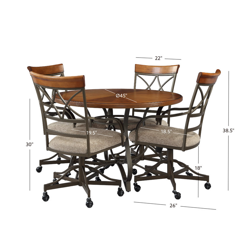 Winston Porter Jefferson 45" Round Table 5 Piece Swivel Dining Set ...
