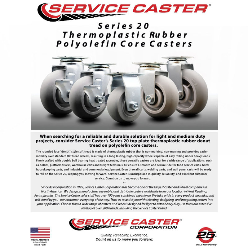 Service Caster Thermoplastic Rubber Caster with Roller Bearing and ...