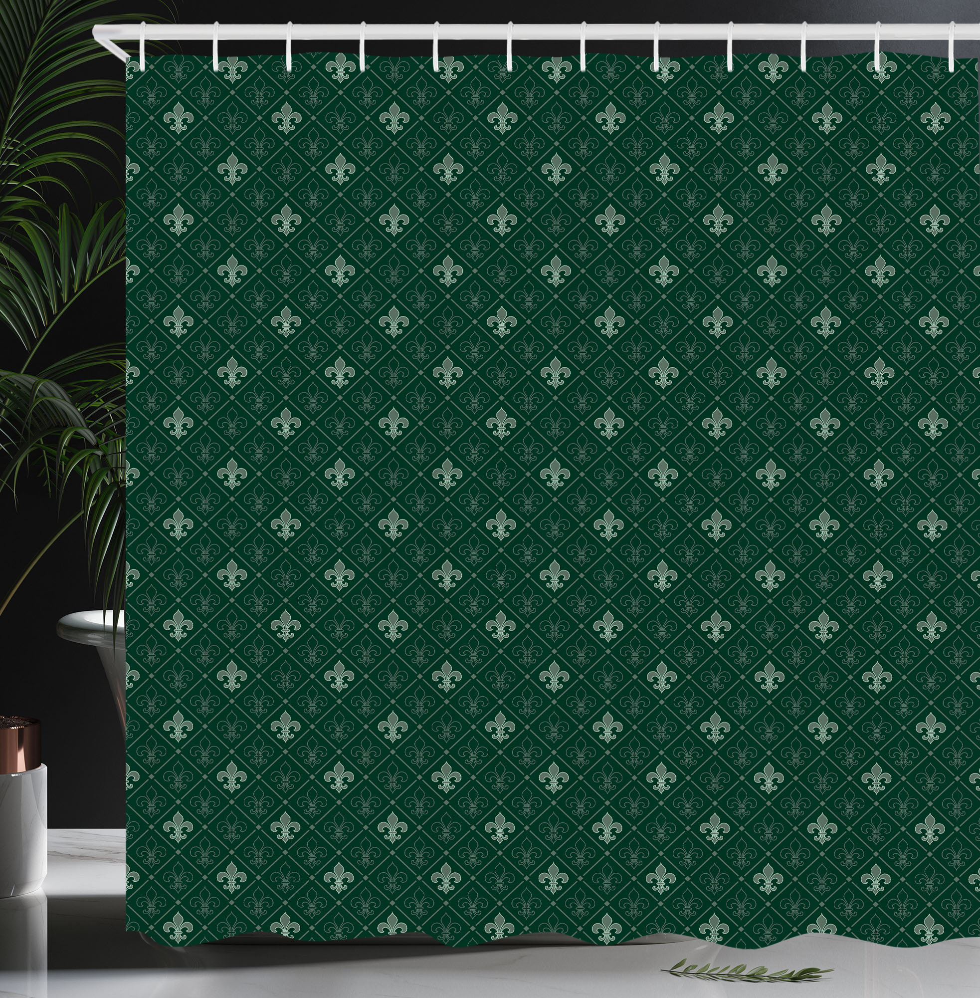 Astoria Grand Fleur De Lis Shower Curtain Royal Floral Forms Hunter and ...