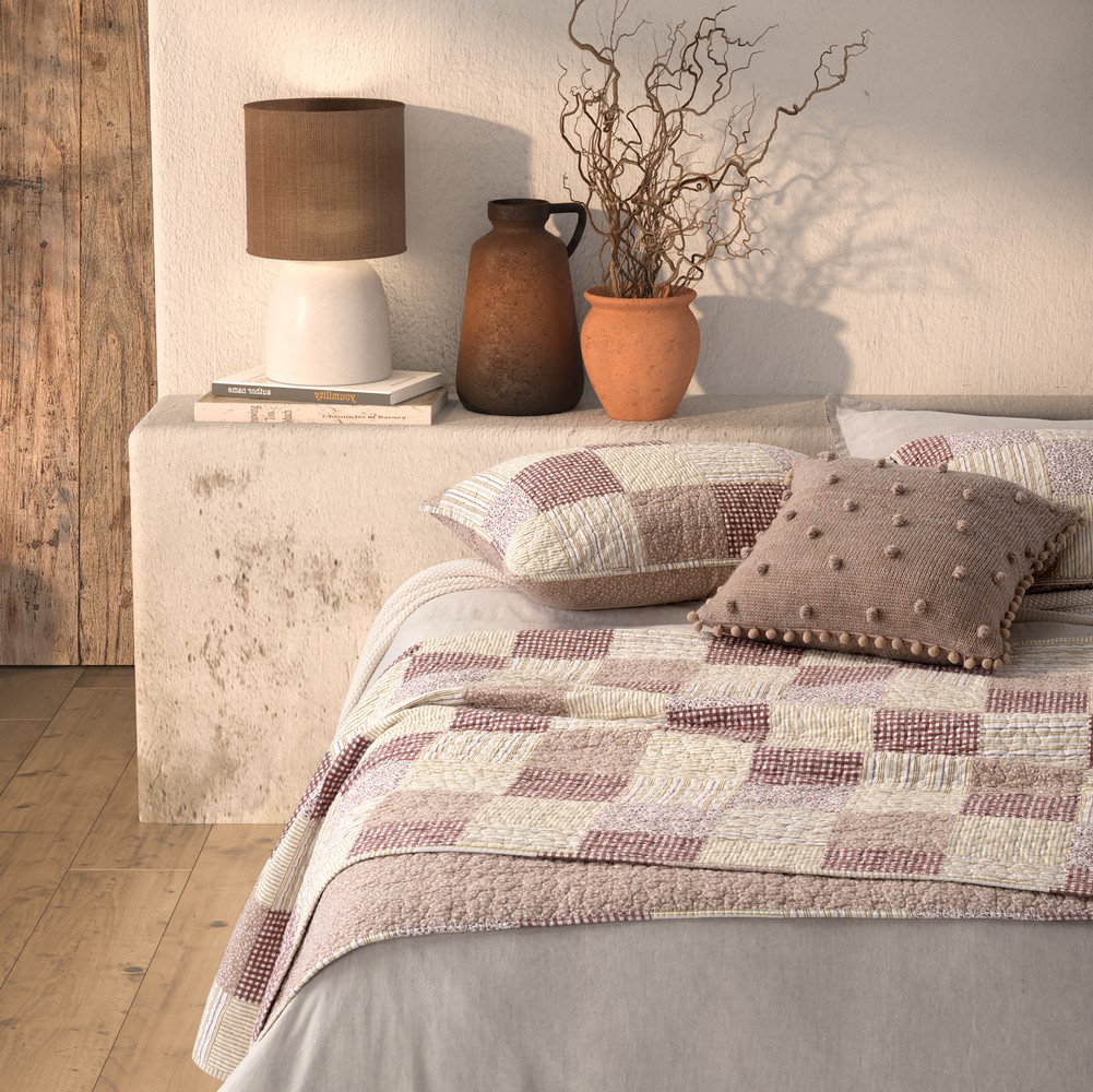 Brunelli Jamilee Ivory/Terracotta Cotton Reversible 3 Piece Quilt Set ...