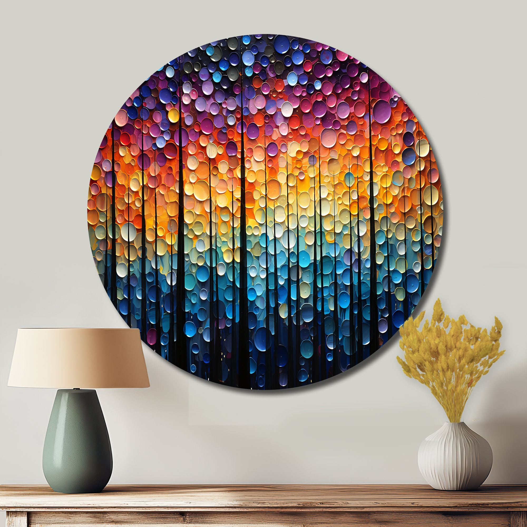 Design Art Hardedge Art Sublime Tree Symmetry II - Abstract Round Metal ...