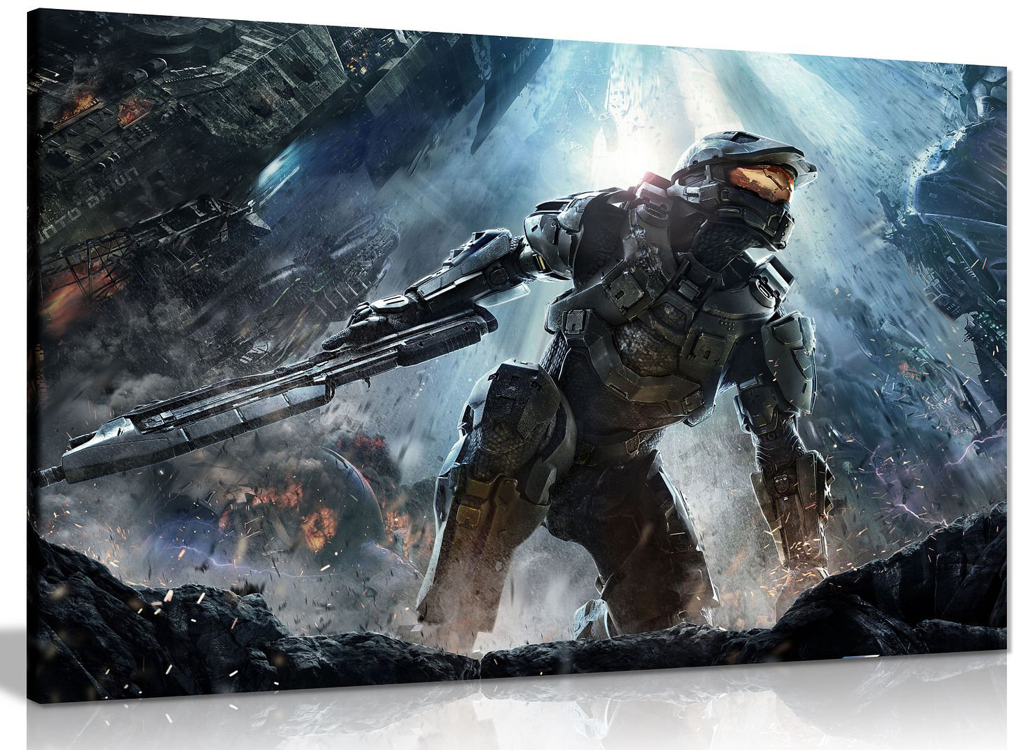 Panther Print Halo Master Chief Battle Canvas Wall Art Picture Print ...