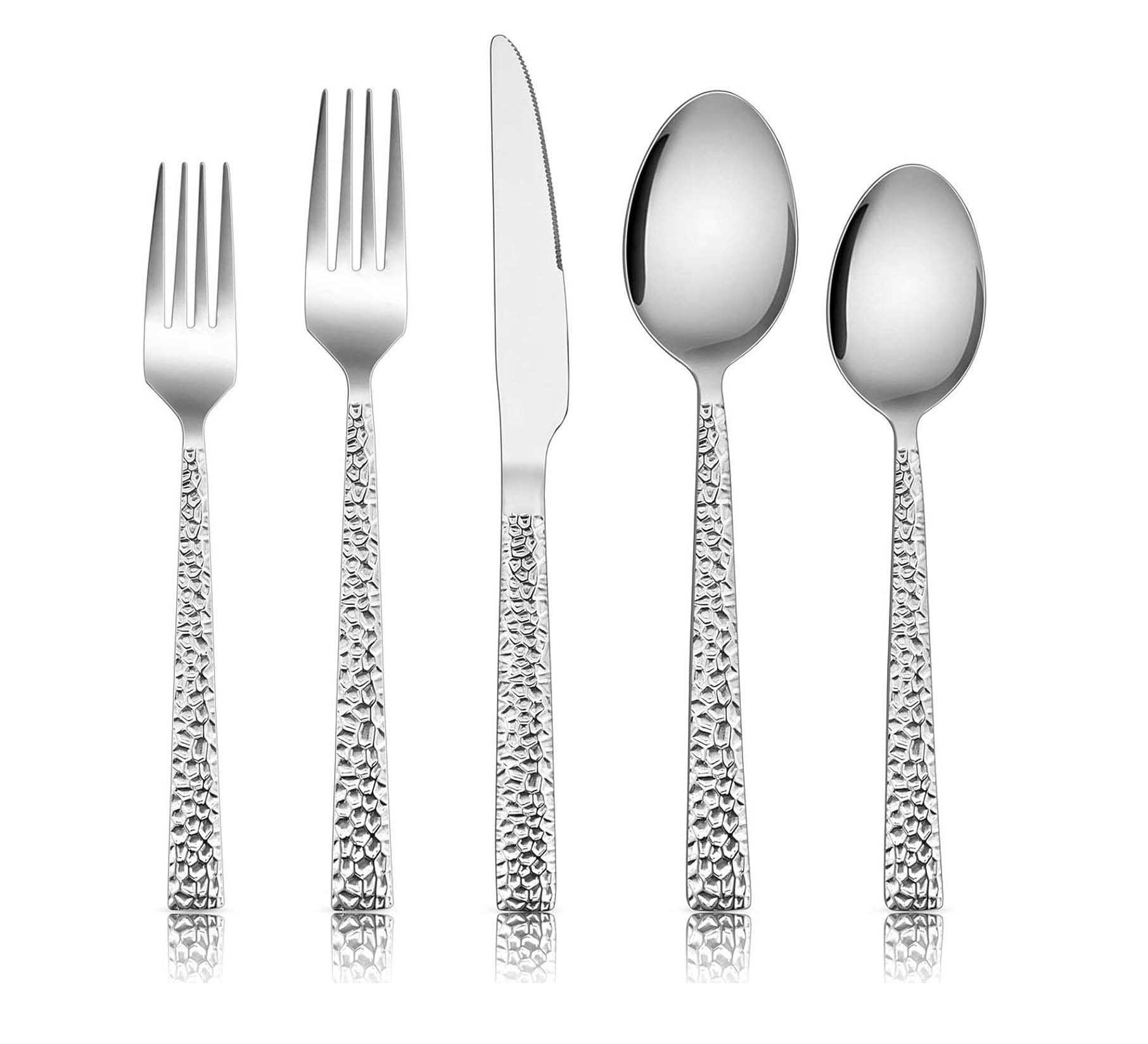 Latitude Run® 40-Piece Stainless Steel Square Flatware Set for 8, Metal ...