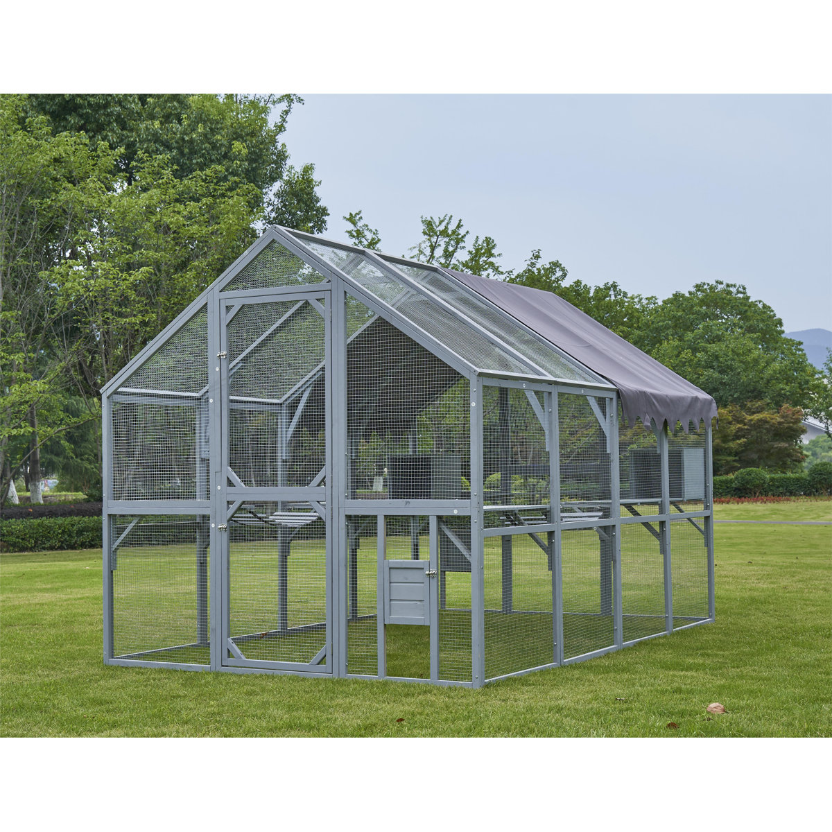 Tucker Murphy Pet™ Large Wooden Outdoor Chicken, Cat Run 110" Large Hen ...