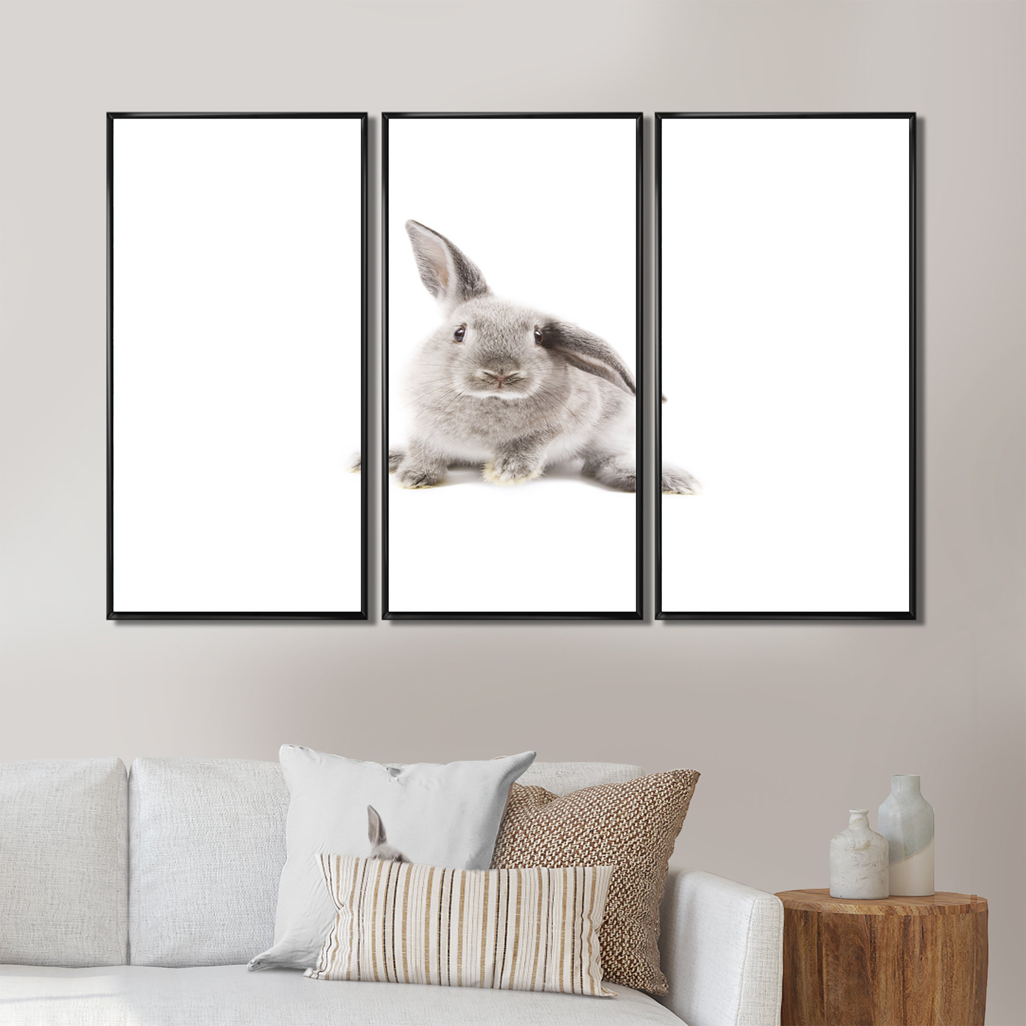 Gracie Oaks Portrait Of A Rabbit On White I - Traditional Framed Canvas ...