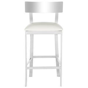 Latitude Run® Chromium Upholstered Counter Stool with Metal Frame ...