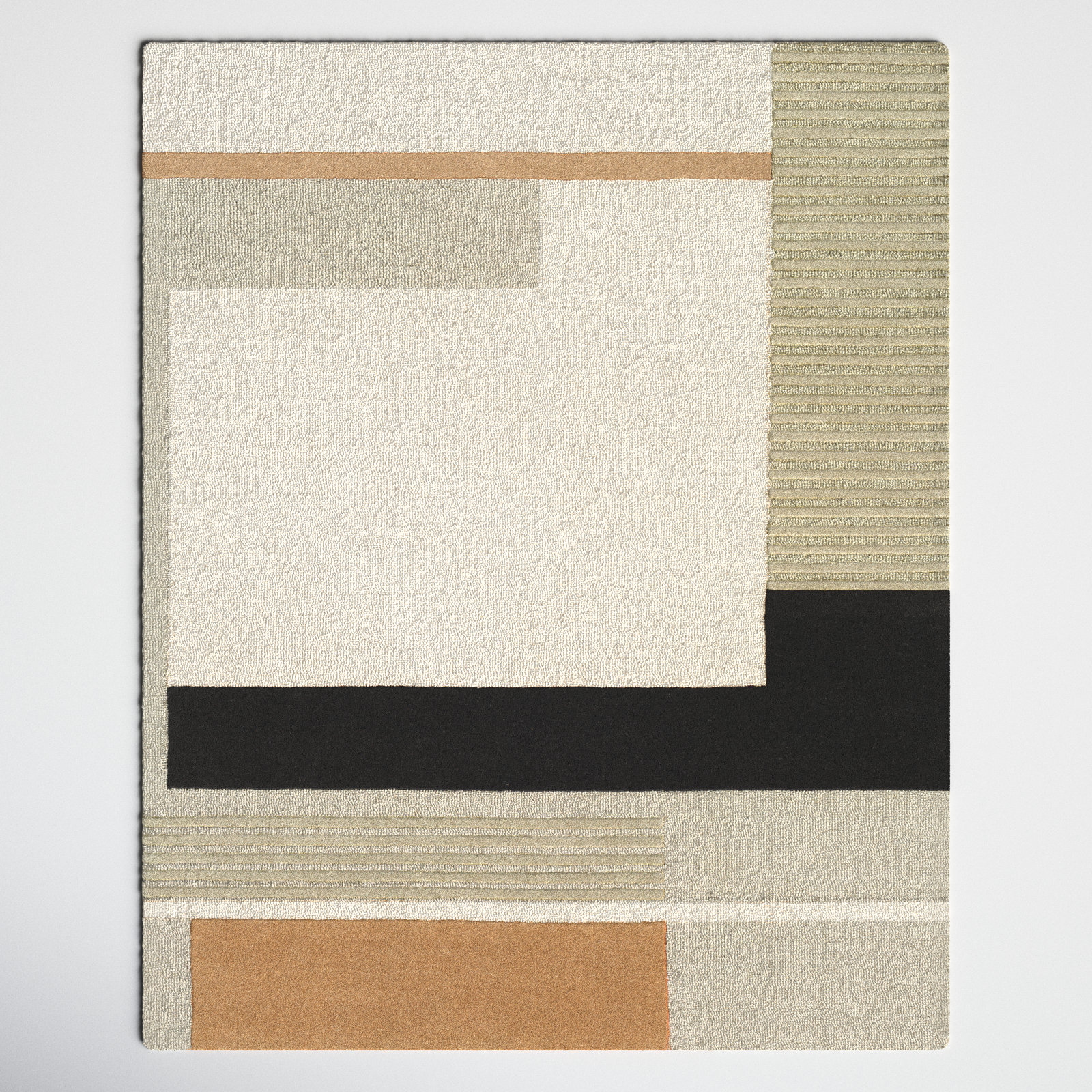 AllModern Moraine Geometric Handmade Tufted Wool Cream/Khaki Area Rug ...
