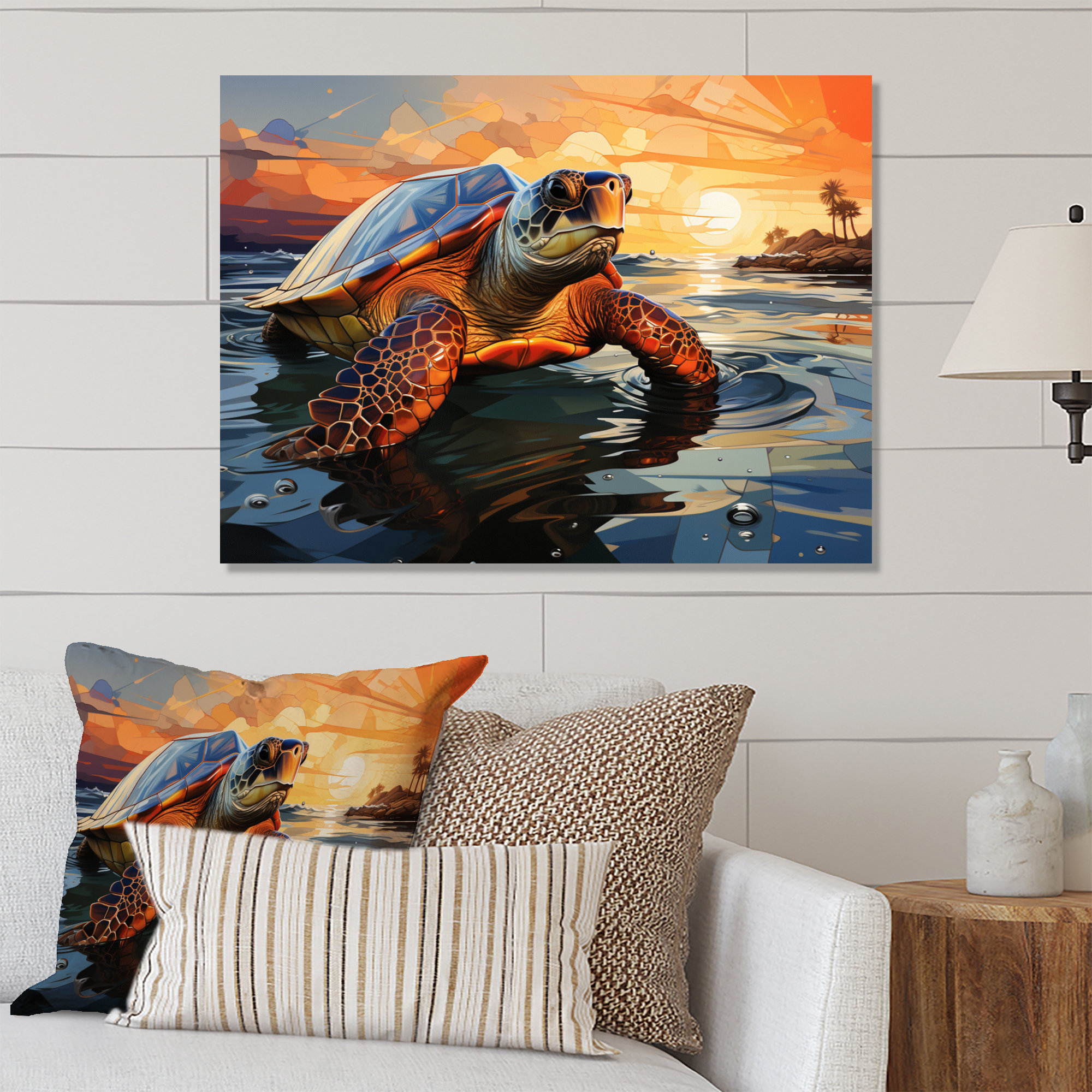 Bay Isle Home™ Turtle Portrait Geometric II - Animals Metal Art Print ...