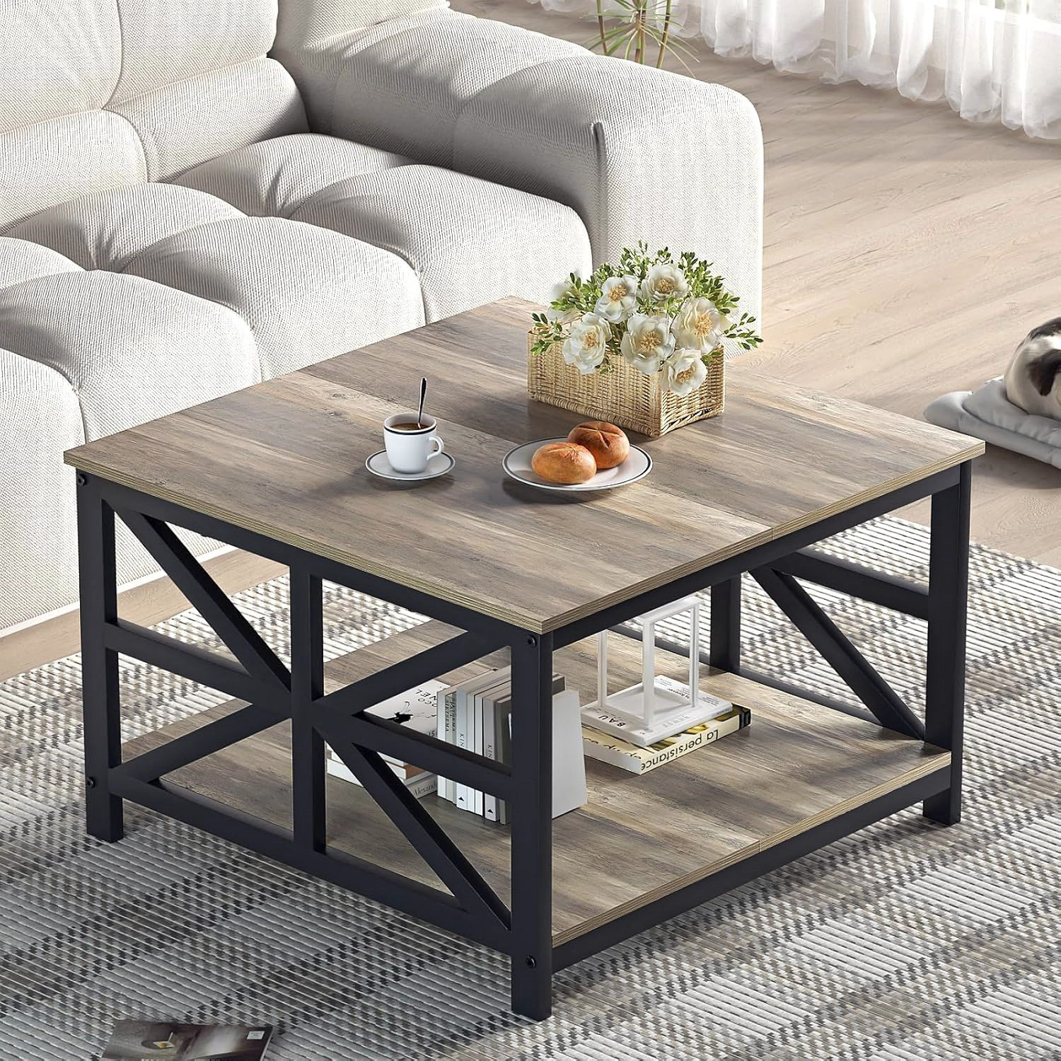17 Stories Table basse Paishence avec rangement, petite table basse ...