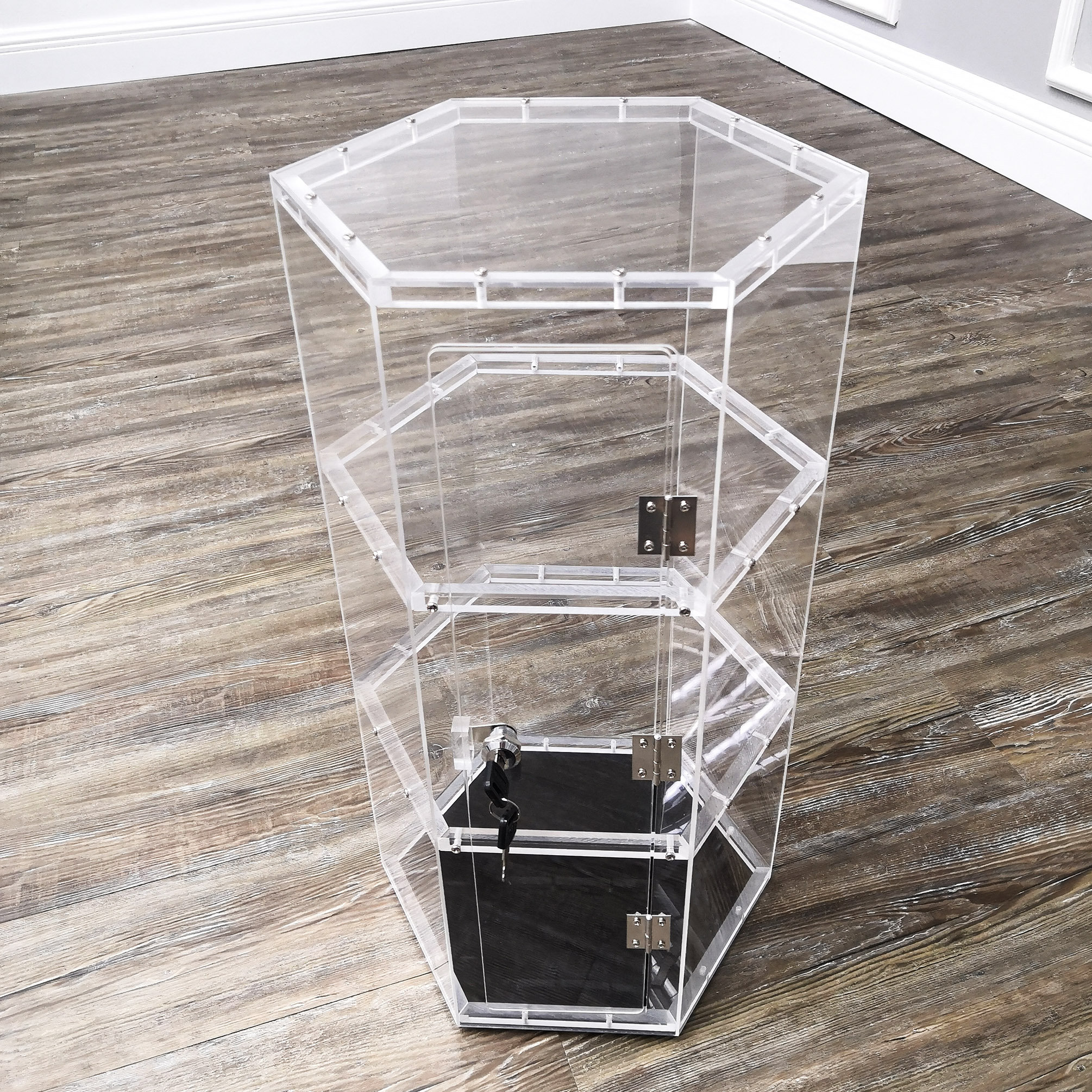 FixtureDisplays Clear Plexiglass Acrylic Spinning Cabinet Display Case ...