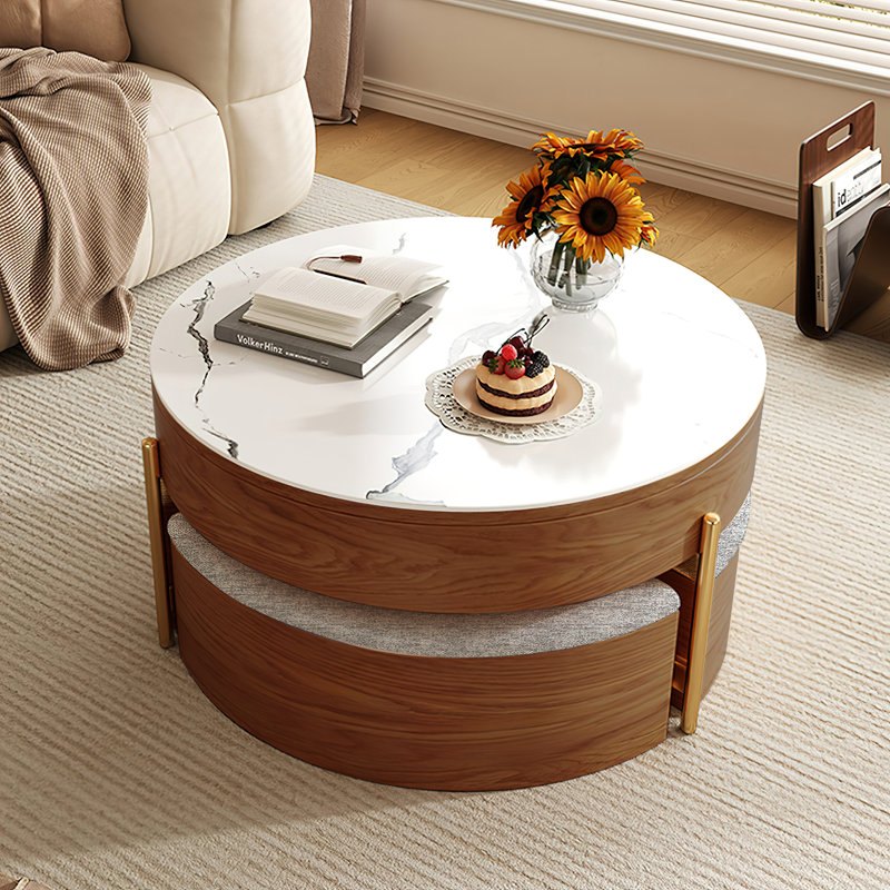 Brayden Studio® Doughlin Modern Round Lift-Top Coffee Table In White ...