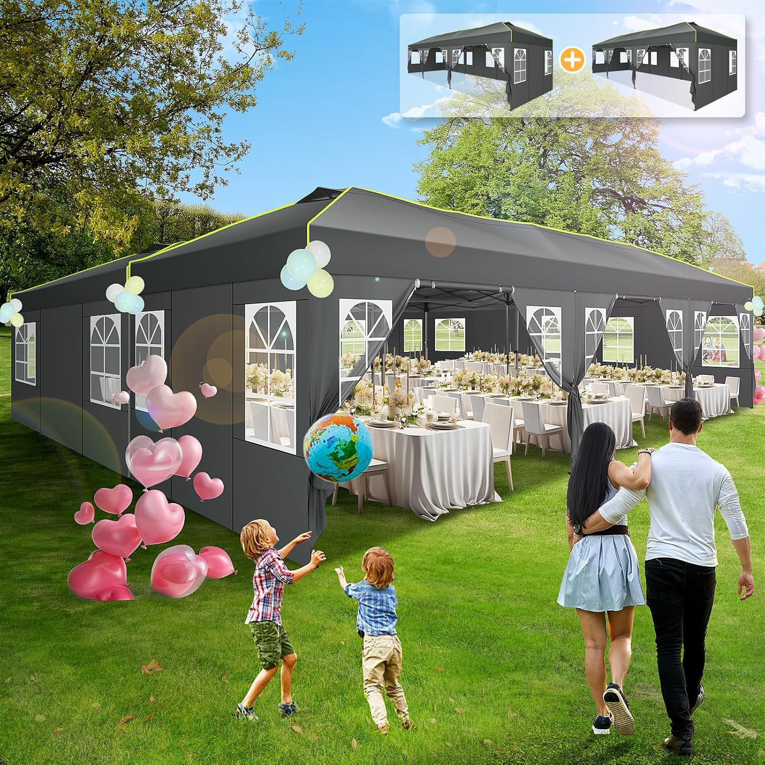 TOOLUCK 10'Wx30'D Pop Up Canopy, One Push Setup Glow Party Tent | Wayfair