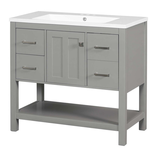 Winston Porter Modern Bathroom Vanity With Single Sink, USB, 2 Shallow ...