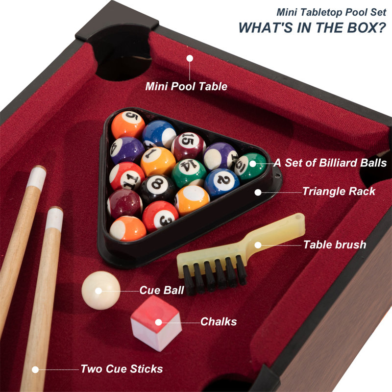 RayChee 20" Table Top Pool Table, Tabletop Portable Billiards Game ...