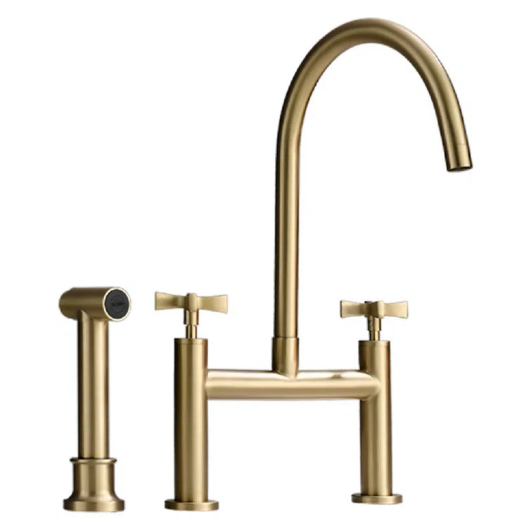 Felixbath Bridge Kitchen Faucet Double Handles With Side Spray ...