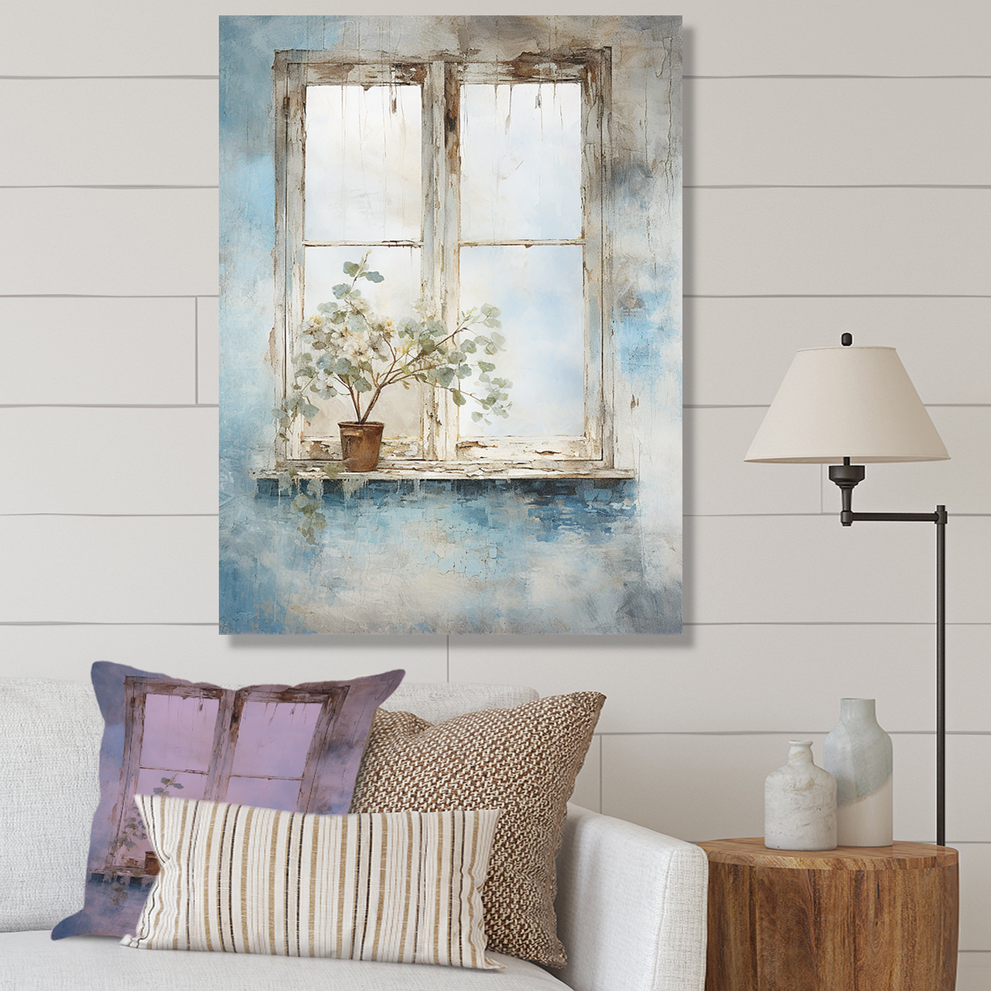 Lark Manor™ White And Blue Minimalism Floral Windows Charm II ...