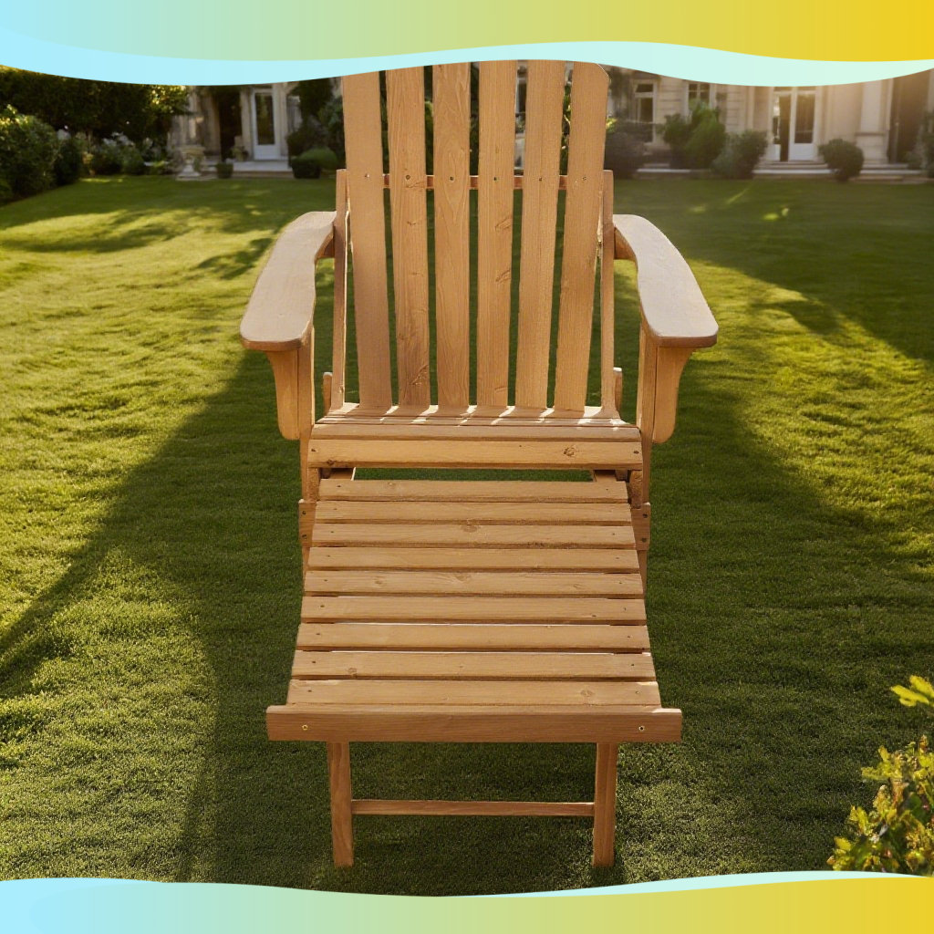 Highland Dunes Folding Adirondack Chair with Ottoman – Solid Wood, 350 ...