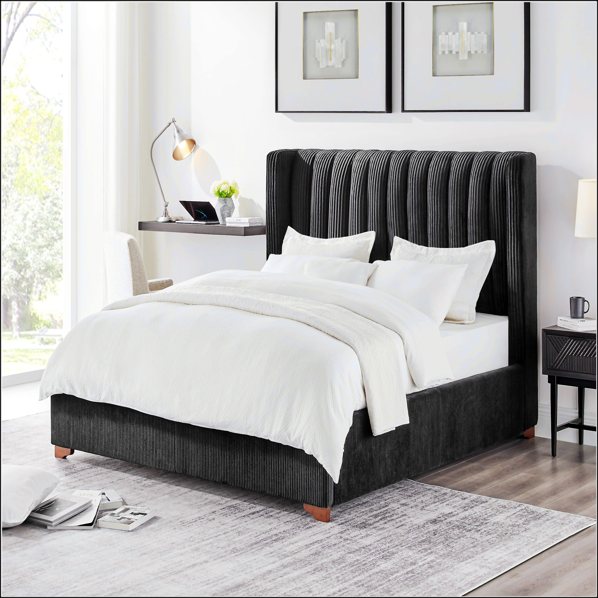 Hokku Designs Modern Design Bed Frame Upholstered Queen Bed Frame ...