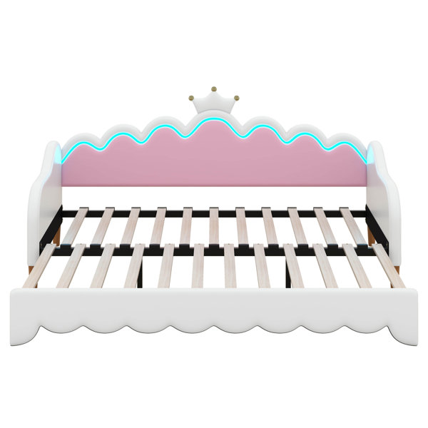 Gemma Violet Modern Upholstered Princess Daybed With Crown Headboard ...