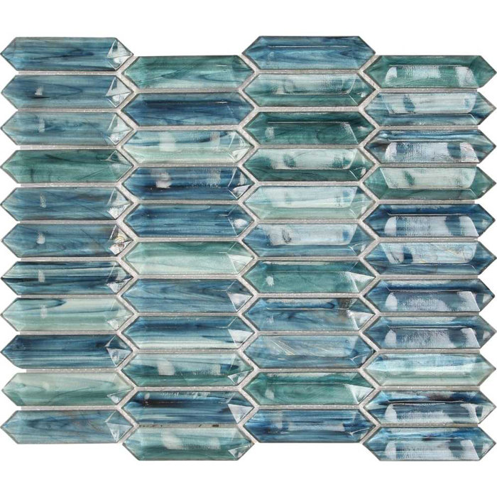 Long Island Mosaics & Tile Island Antigua 14" x 12" Glass Picket Mosaic ...