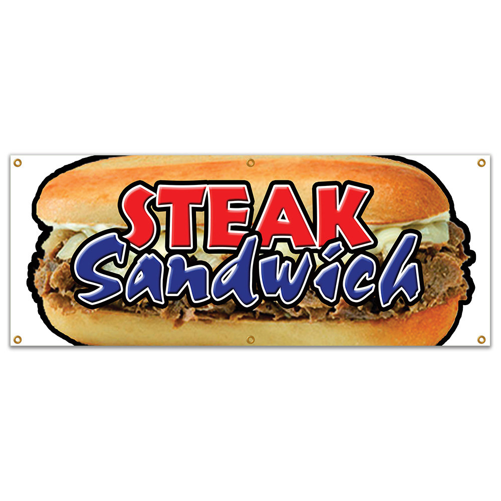 SignMission STEAK SANDWICH BANNER SIGN Cheesesteak Philly Sub Hoagie ...