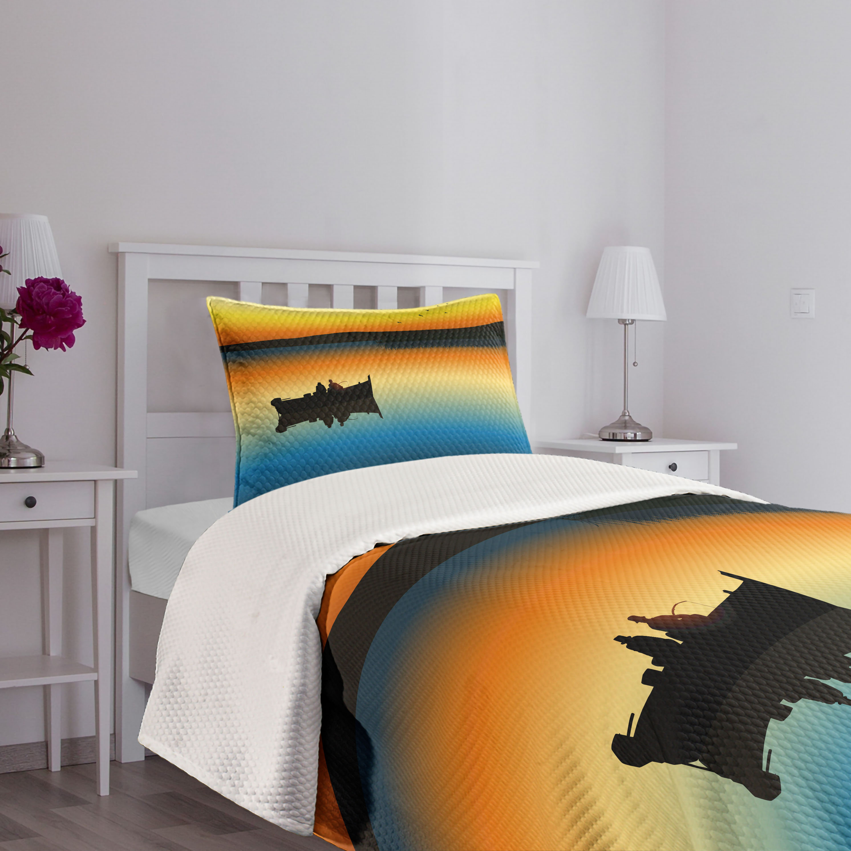 Ambesonne Nature Bedspread Sunset at Lake | Wayfair