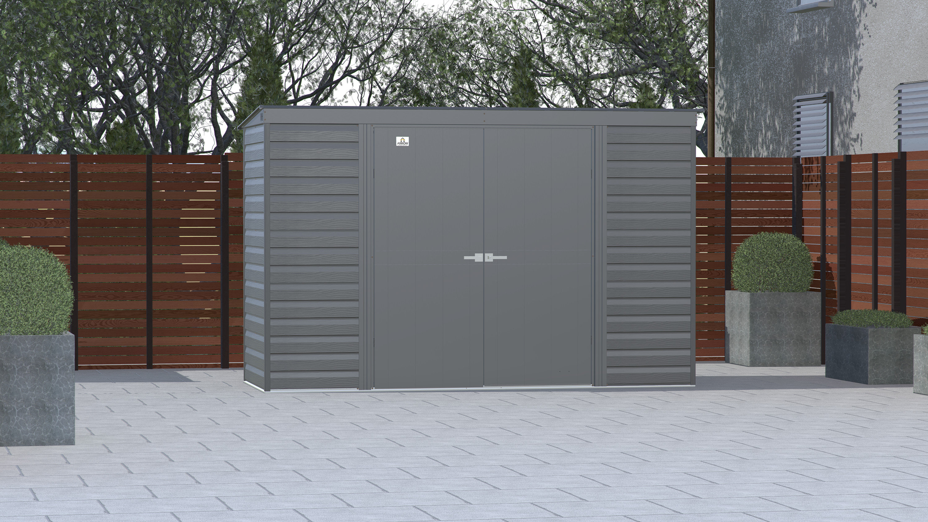 Arrow 10 ft. W x 4 ft. D Steel Horizontal Storage Shed & Reviews ...