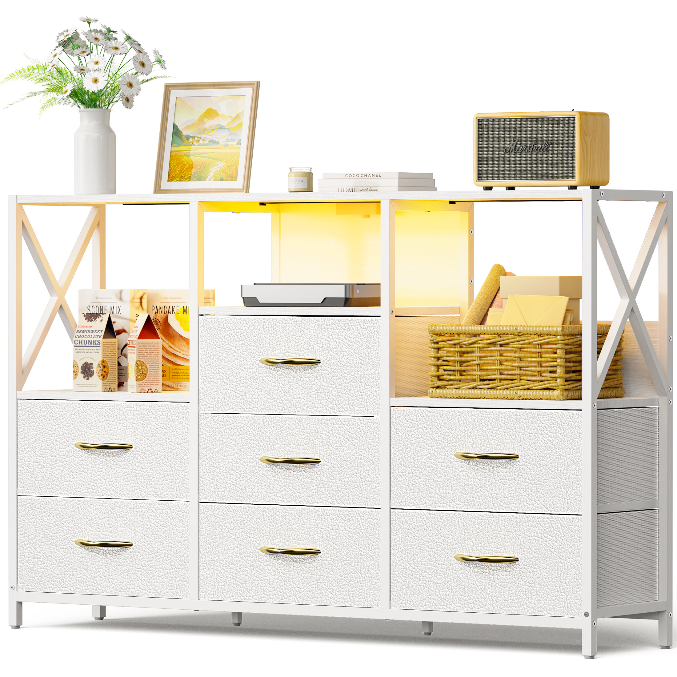 Wrought Studio Commode à 7 tiroirs Owendale, meuble télé à DEL pour ...