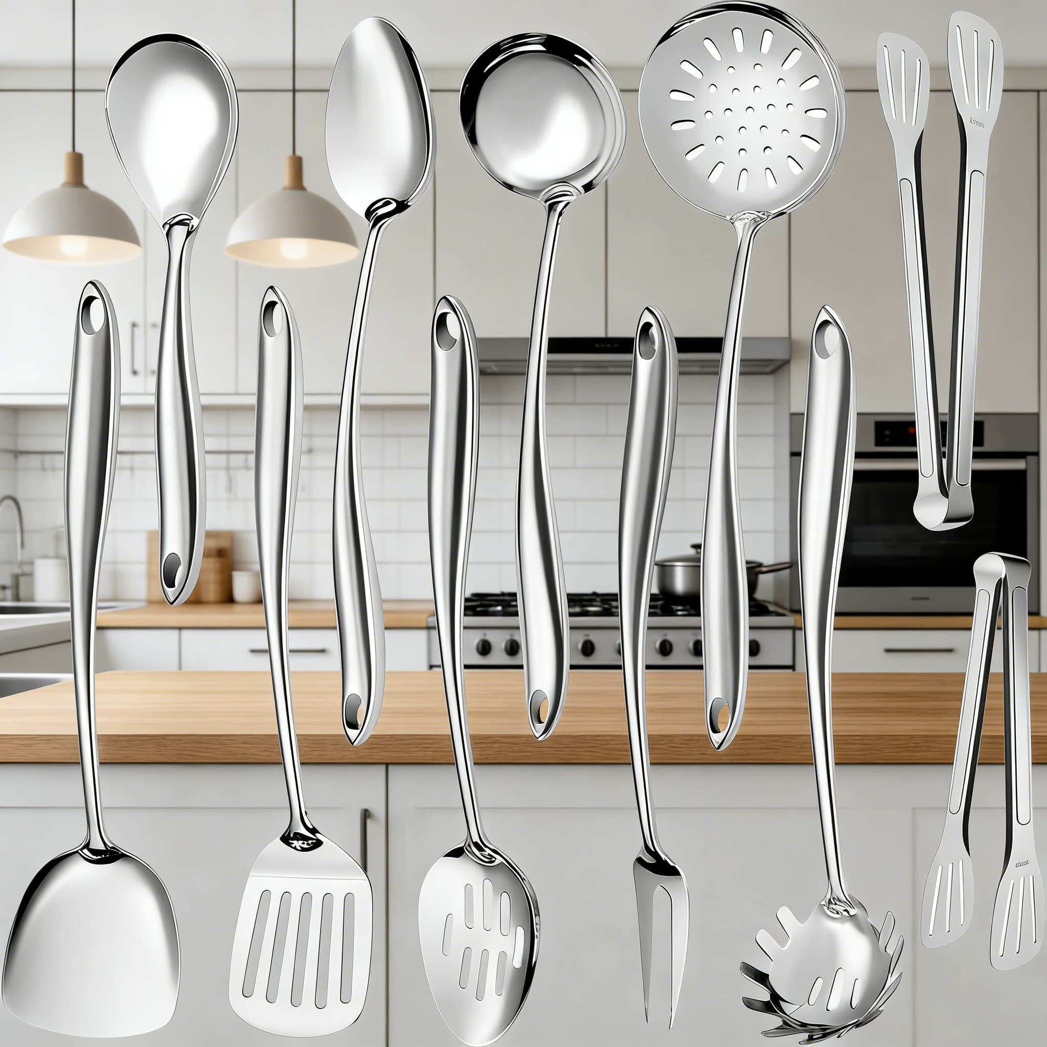 QIANXING 11-Piece Stainless Steel Kitchen Utensils Set, Professional ...