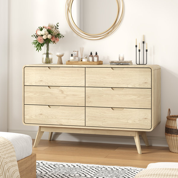 George Oliver 6-Drawer Dresser 47.2"W Double Dresser With Rounded Edges ...