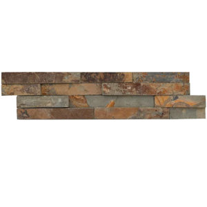 e-Joy 24" X 6" Stacked Natural Stone Ledger Panel Wall Tile, Diy Slate ...