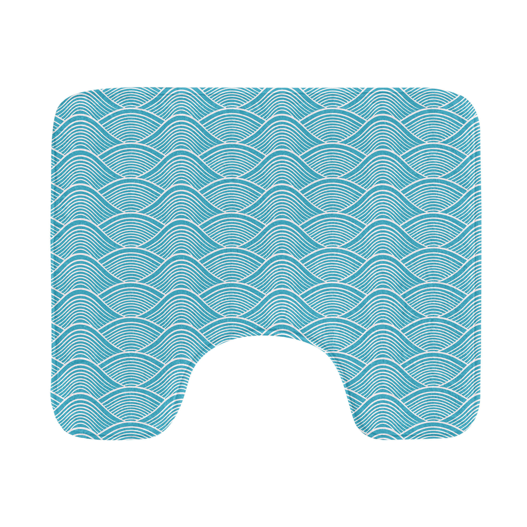 East Urban Home Blue Toilet Mat U-Shape Bathroom Rug 20" Sky Blue White ...