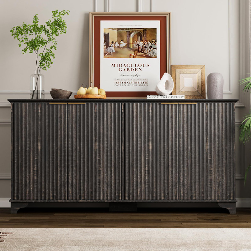 Loon Peak® 61" Large Buffet Sideboard Cabinet With 4 Fluted Doors And ...