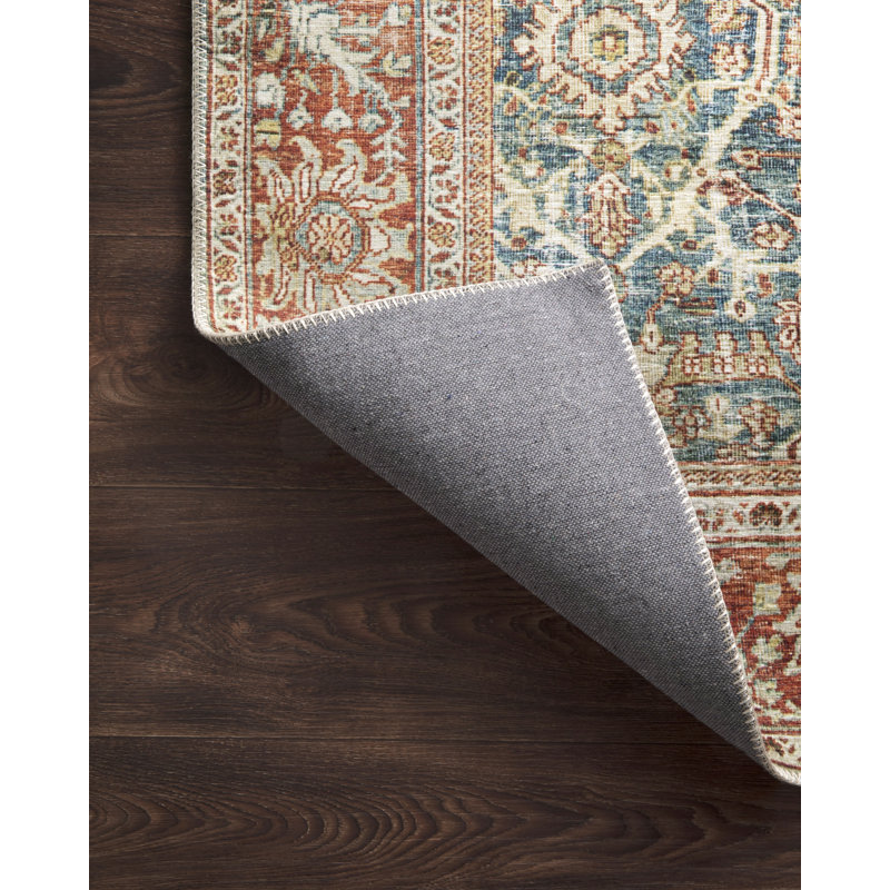 Joss & Main Pratt Performance Rust / Blue Rug & Reviews | Wayfair