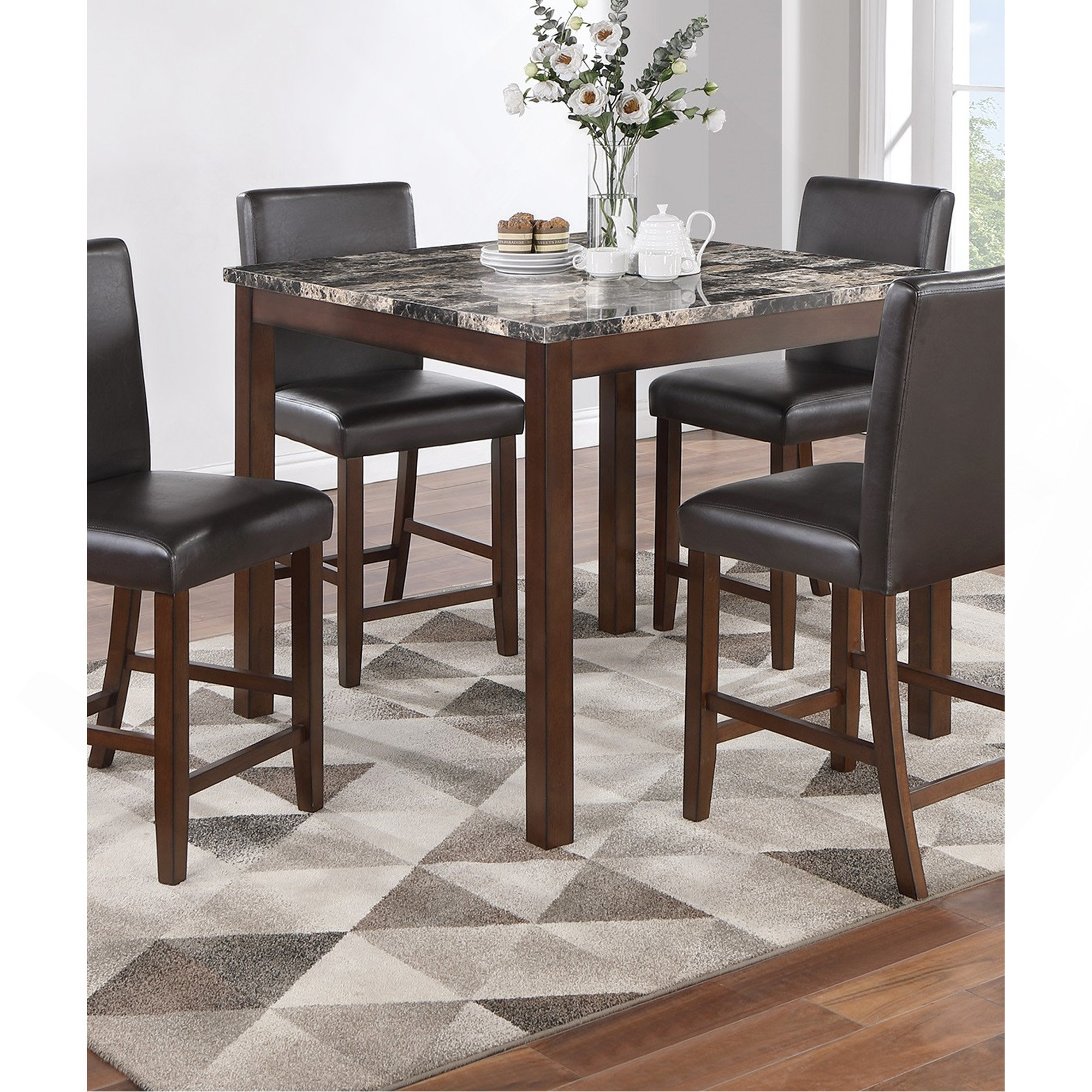 Lark Manor™ Classic Stylish Espresso Finish 5Pc Counter Height Dining ...