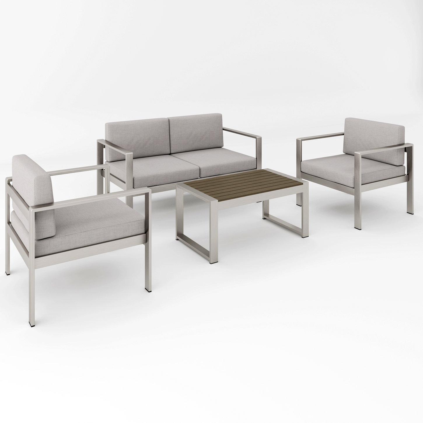 Latitude Run® Aluminum Modern 4 Piece Sofa Seating Group For Patio ...