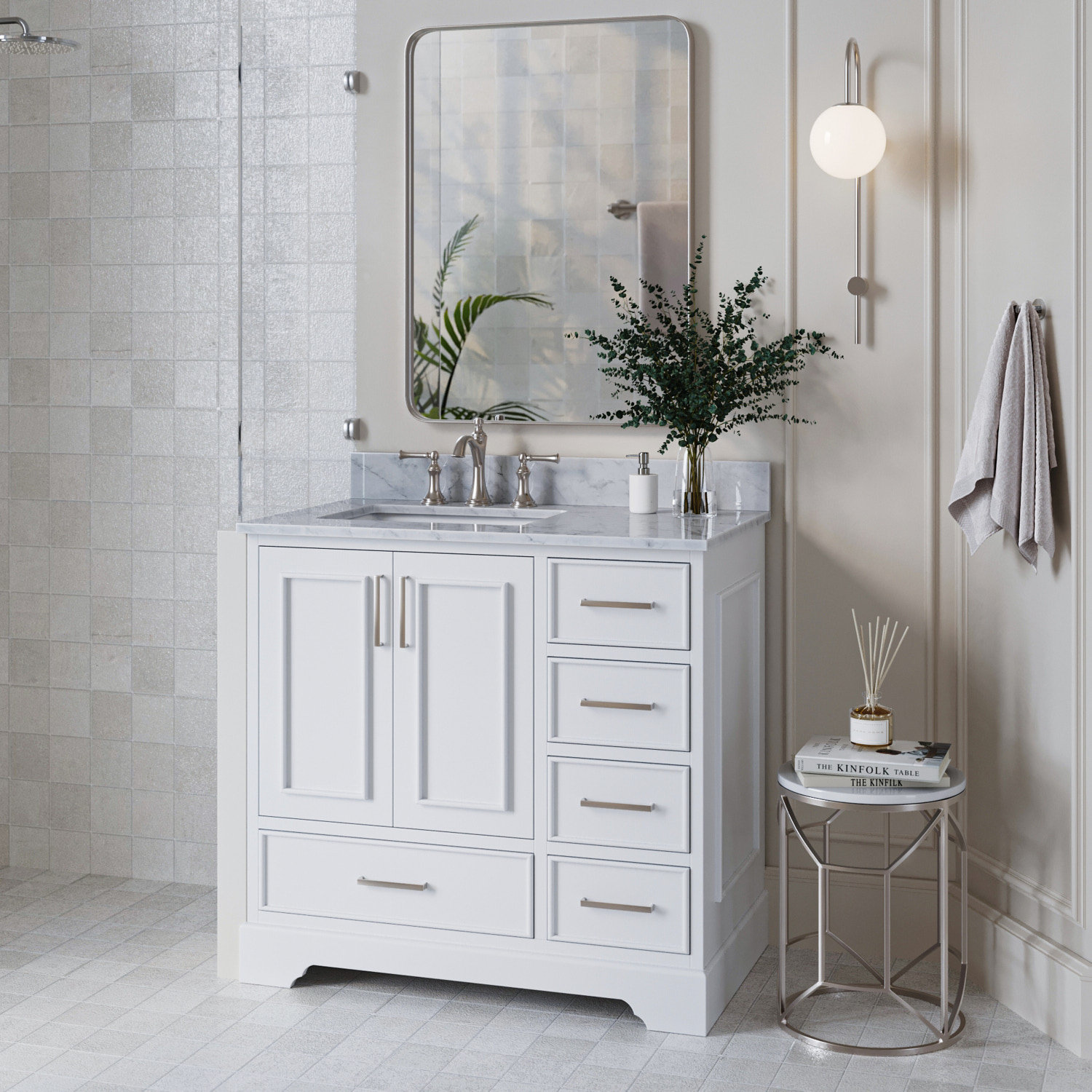 Winston Porter Peighten 37 Single Bathroom Vanity With Carrara Marble
