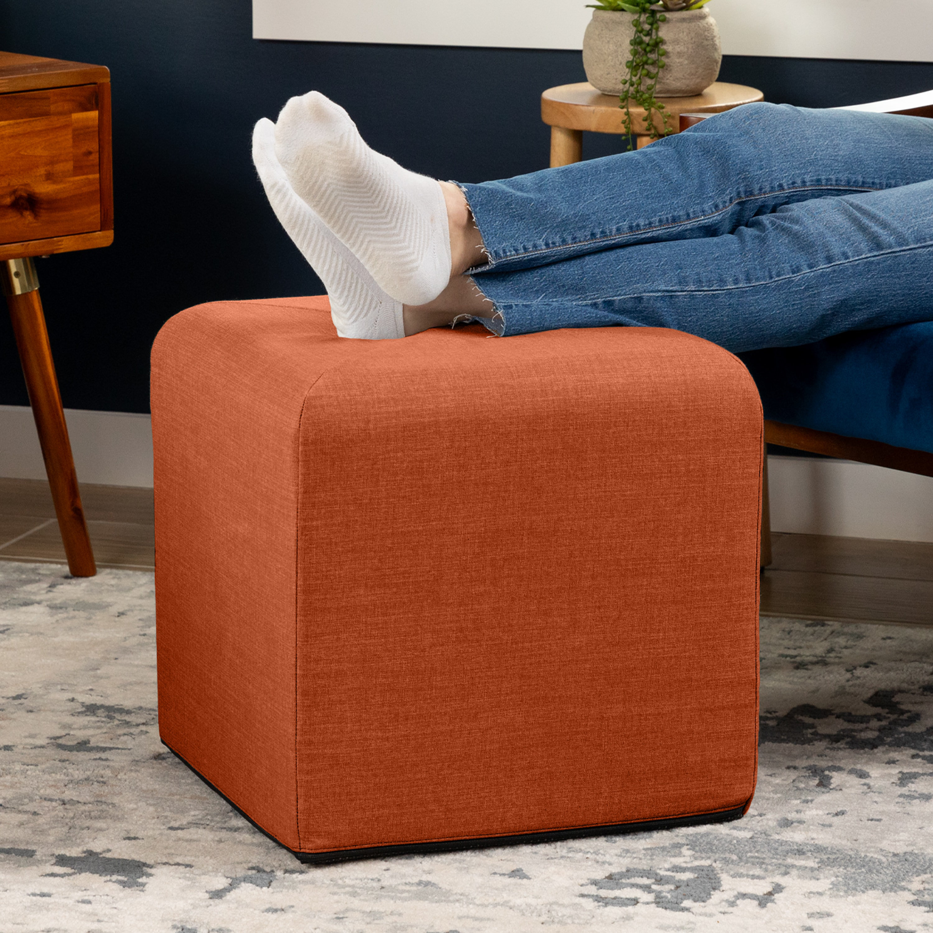 Latitude Run® Nashla Monroe Square Foam Ottoman with Stain Resistant ...