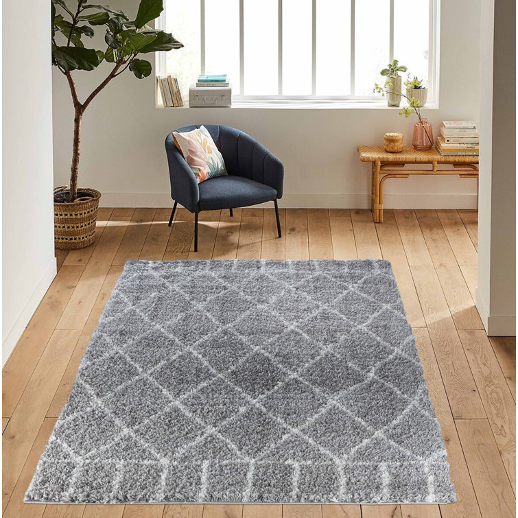 Gracie Oaks Toland Geometric Machine Woven Grey Area Rug & Reviews ...