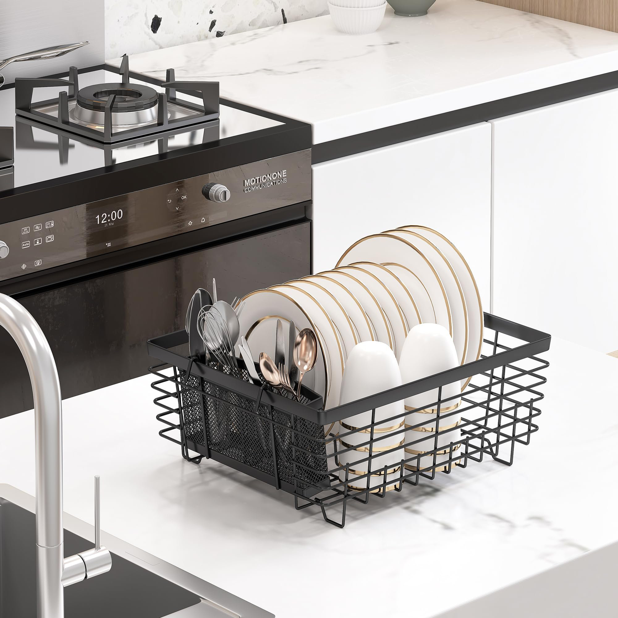 LEERWEI Kitchen Dish Drying Rack Metal Dish Drainer With Full-Mesh ...